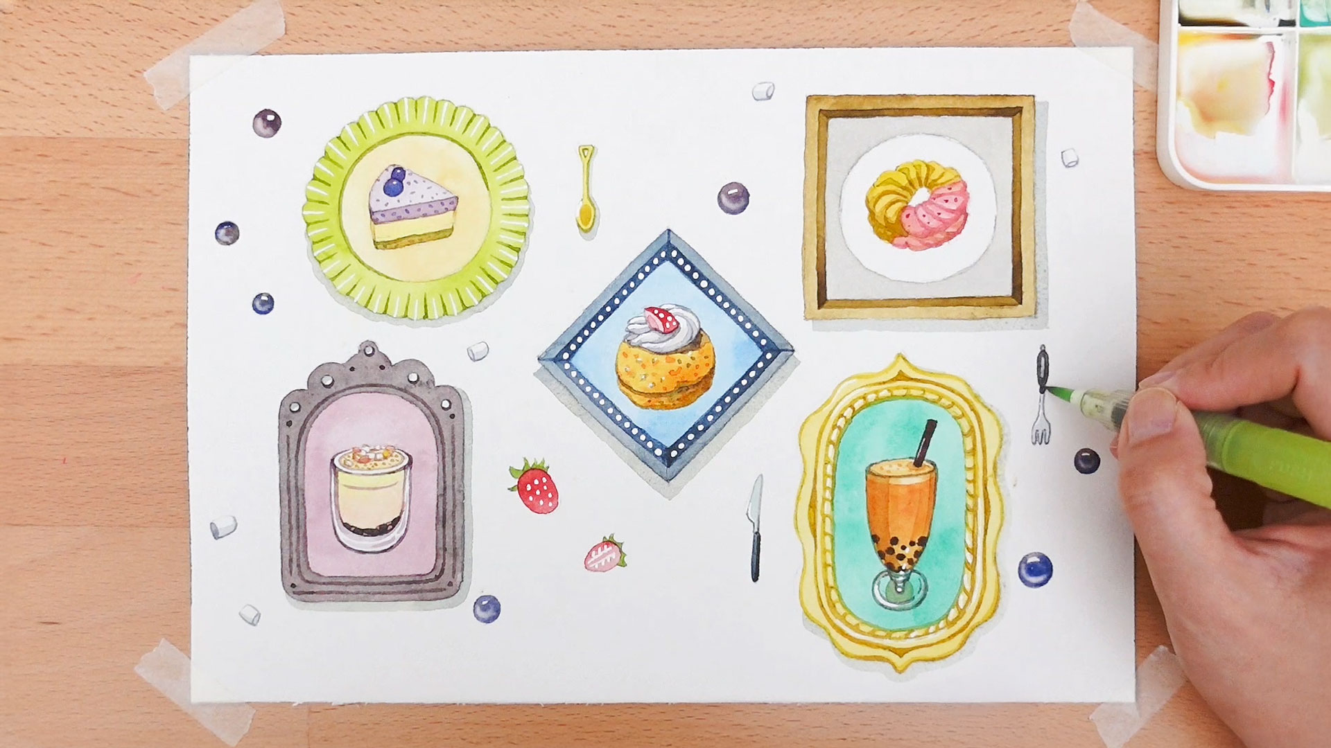 甜點時光_你的⽣活插畫課 | OMIA PLUS 影音學習